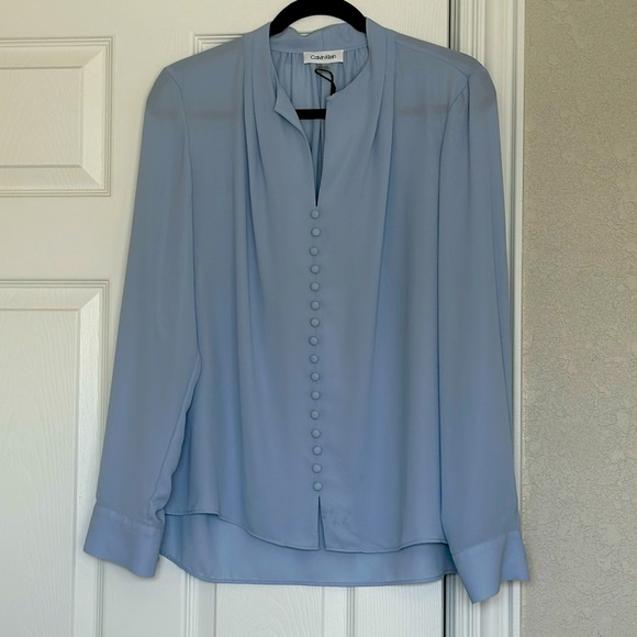 Calvin Klein | Tops | Calvin Klein Powder Blue Blouse In A Medium ...